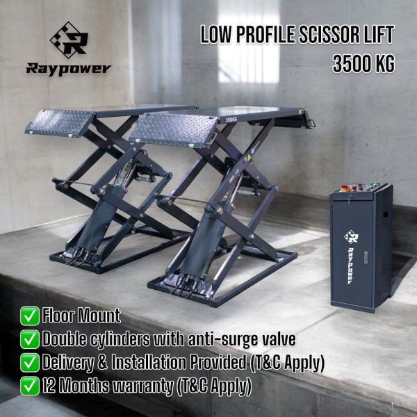 On Ground Low Profile Vehicle Scissor Lift (3500KG) - Raypower
